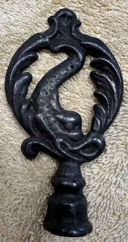Antique Large Cast Iron Dolphin Finial For Floor Lamp, 4-⅜” H x 2-½” W ...