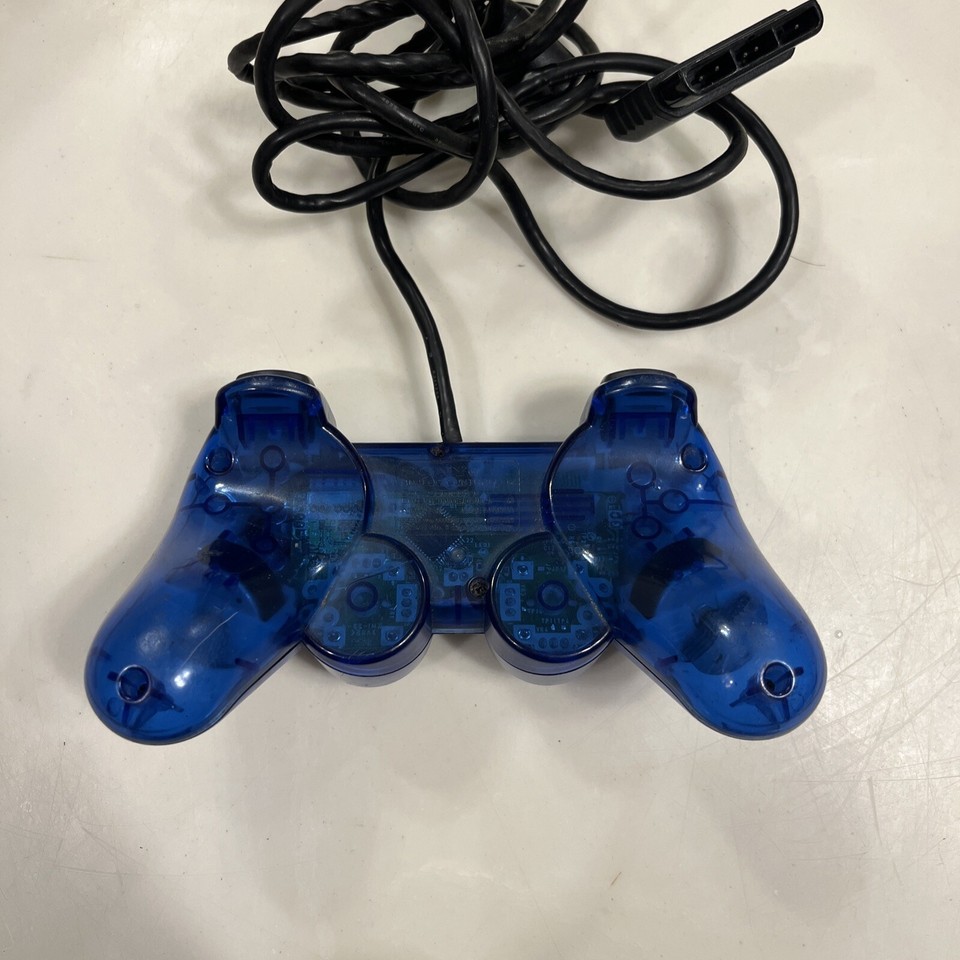 Sony PlayStation PS1 PS2 Controller Clear Blue Dual Shock SCPH-10010 ...