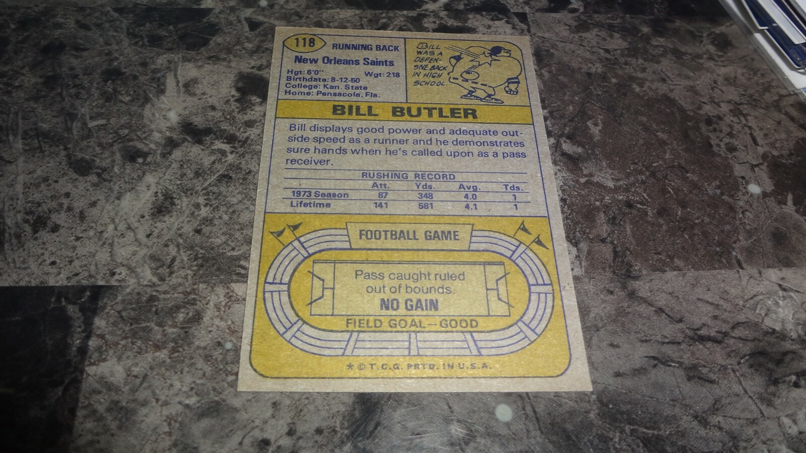 1974 TOPPS # 118 BILL BUTLER FOOTBALL CARD | eBay