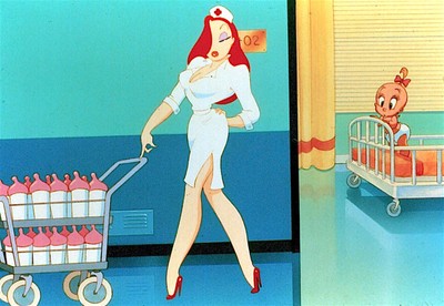 JESSICA RABBIT “Tummy Trouble” hospital walkby 'toon 7x10 color scene ...