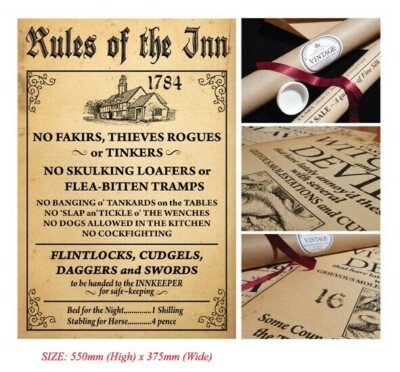 RULES OF THE INN... Vintage Style Poster in Tube... British Nostalgia ...