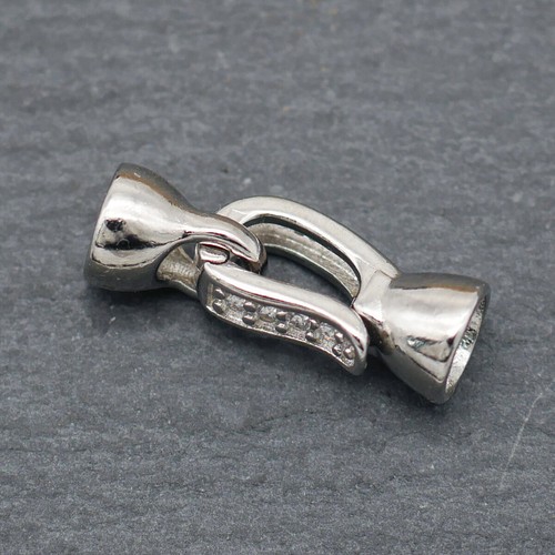 Sterling Silver Hook and Eye Clasp Connector w/ End Caps Cups | eBay