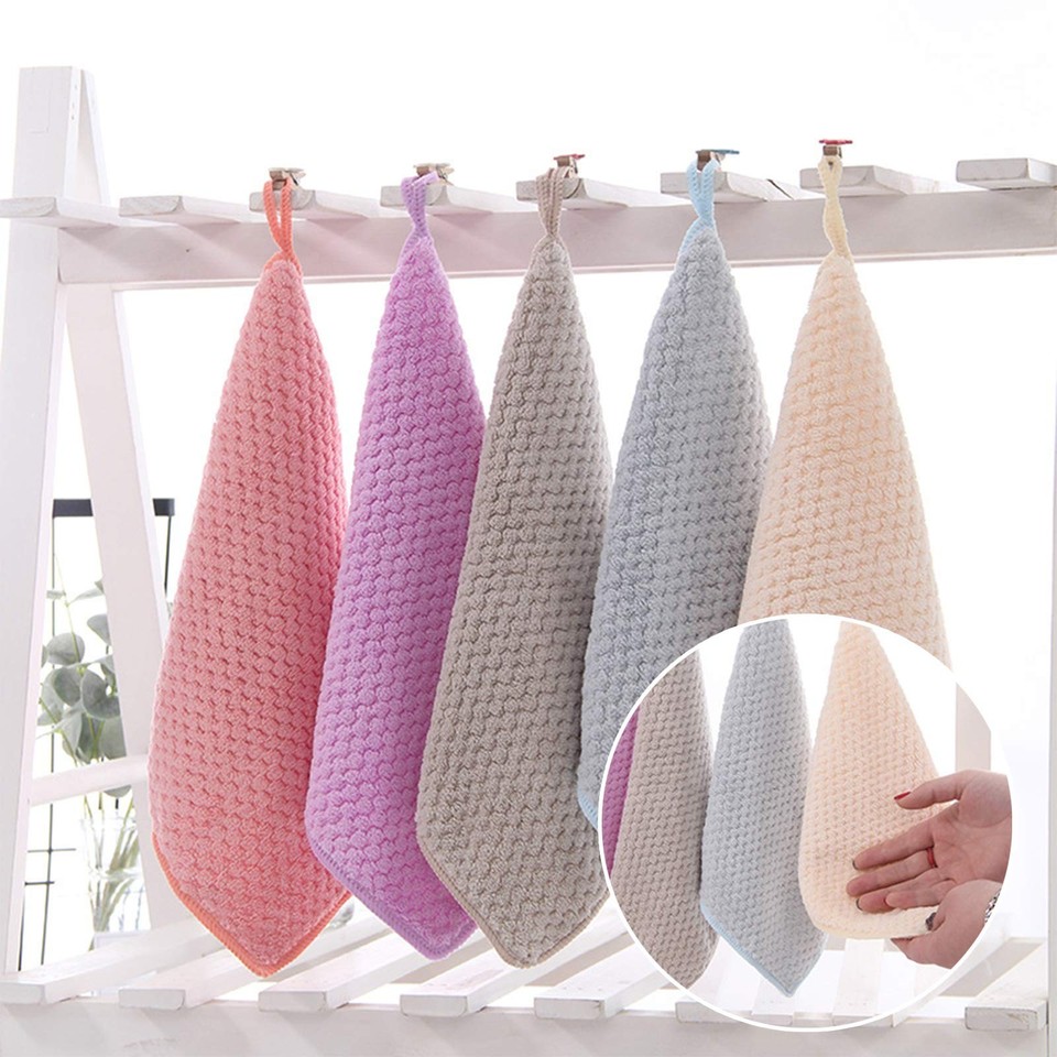10 Pack Small Hand Towels with Hanging Loop Absorbent Fast Drying for ...