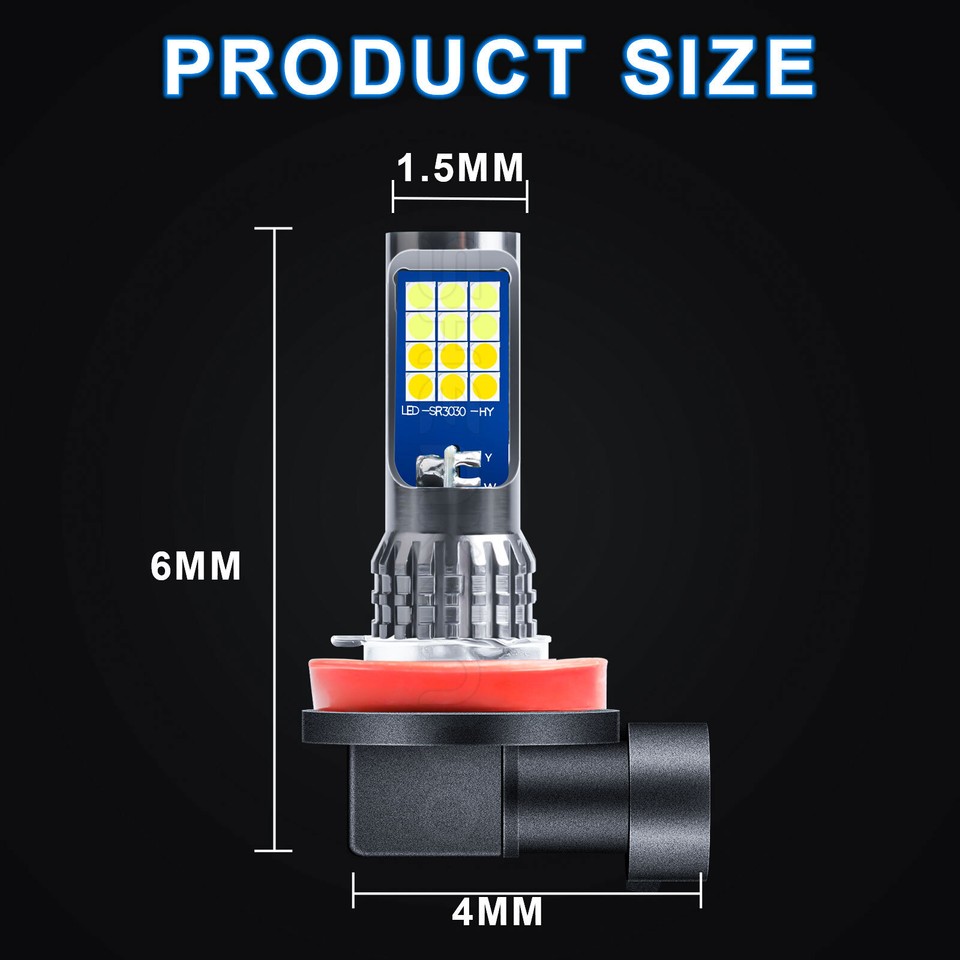 H11 H8 White Yellow LED Fog Light Bulbs Dual Color Switchback Bright ...