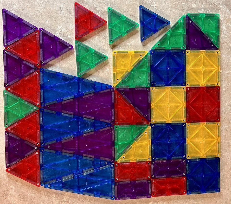 Magna Lot of 39 Tiles Magnetic Shapes Building Blocks Triangle Learning ...