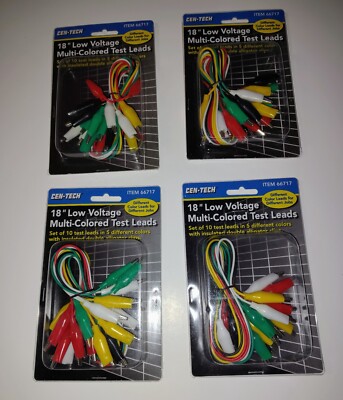 Lot of 4 CEN-Tech 18" Low Voltage MultiColored Test Leads Set of 10 in ...
