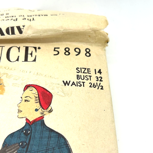 Advance Vintage 1950's? Pattern #5898 Women's Coat Size 14 HTF | eBay