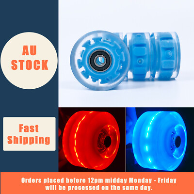 4 Luminous LED Wheels Roller Skates Skateboard Light Up Quad Skate with ...