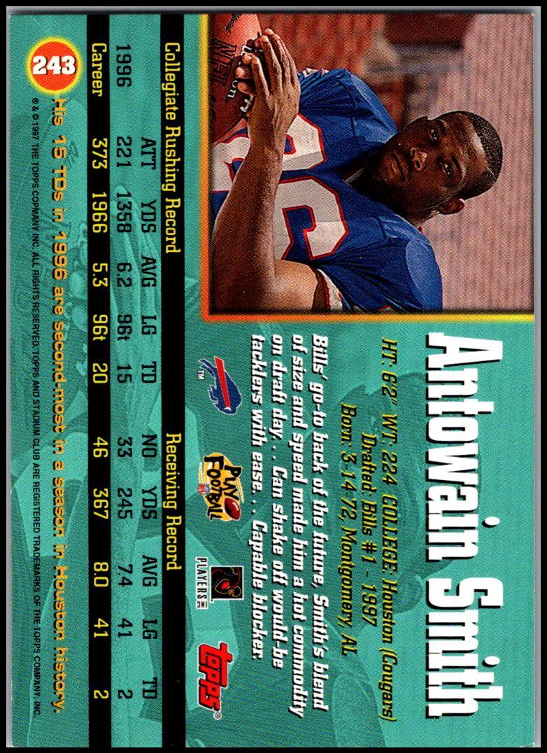 1997 Stadium Club - #243 Antowain Smith (RC) for sale online | eBay