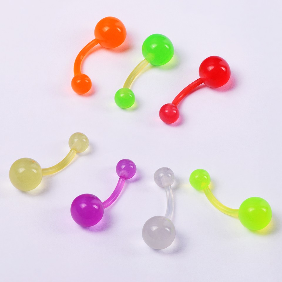 140Pcs Belly Button Rings Glow in The Dark Acrylic Navel Ring Banana ...