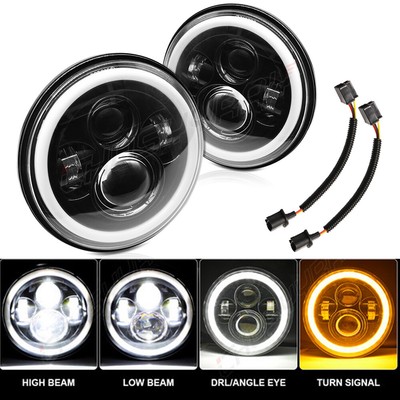 for MG MGB 1969-1981 2PCS Led 7inch Round Headlights Headlamp High/Low ...