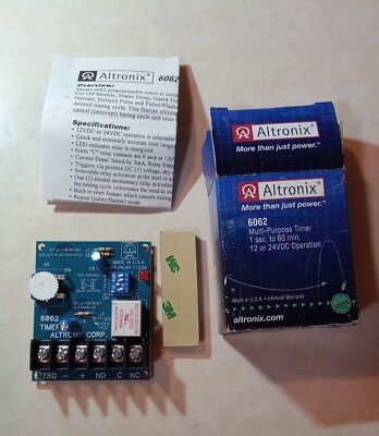 NOS Altronix 6062 Multi-Purpose Timer 12 Or 24VDC Operation 1 sec. to ...