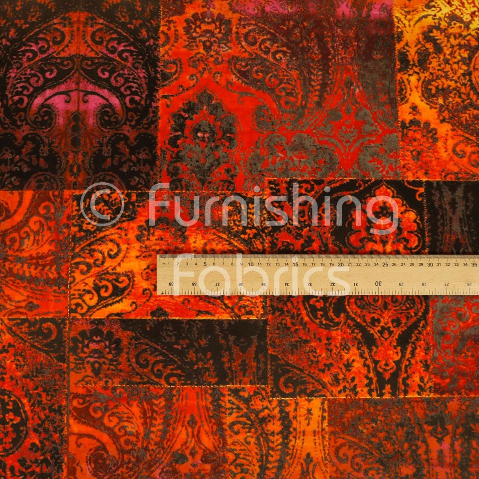 Soft Printed Velvet Patchwork Red Damask Traditional Pattern Upholstery ...