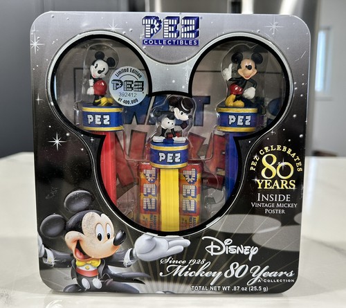 Disney Mickey Mouse 80 Years Celebration Pez with Retro Poster NIB ...