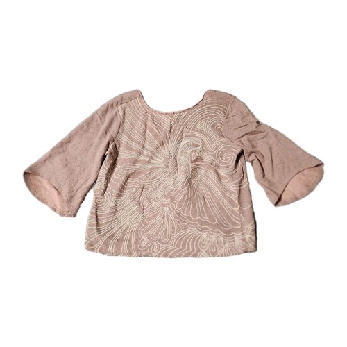 Anthropologie Akemi & Kin Top Pink Peacock Size Large Embroidered ...