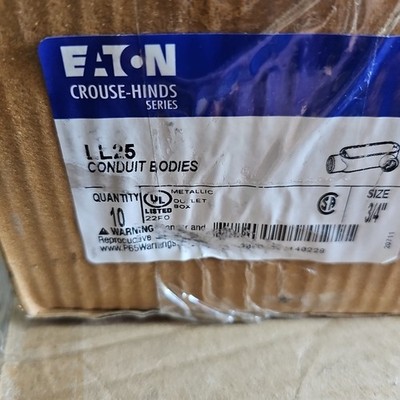 NEW BOX OF 10 EATON CROUSE-HINDS LL25 3/4" LL CONDUIT ALUMINUM BODY | eBay