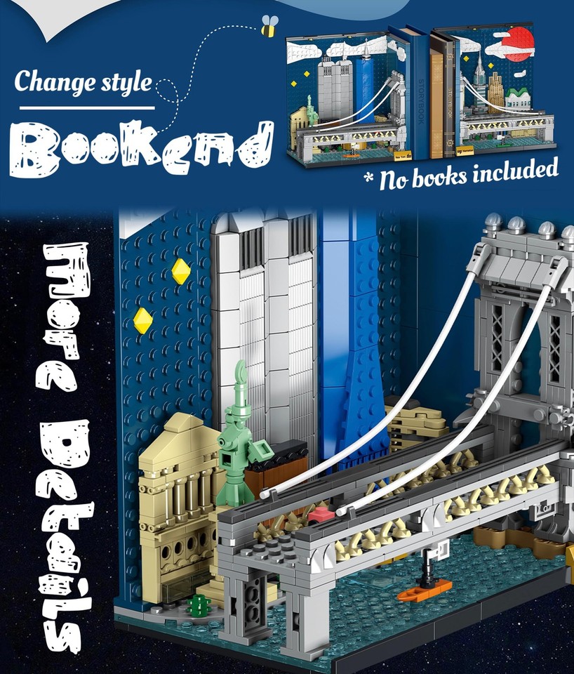 New York City Skyline Building Blocks Set, Manhattan Brooklyn Bridge ...