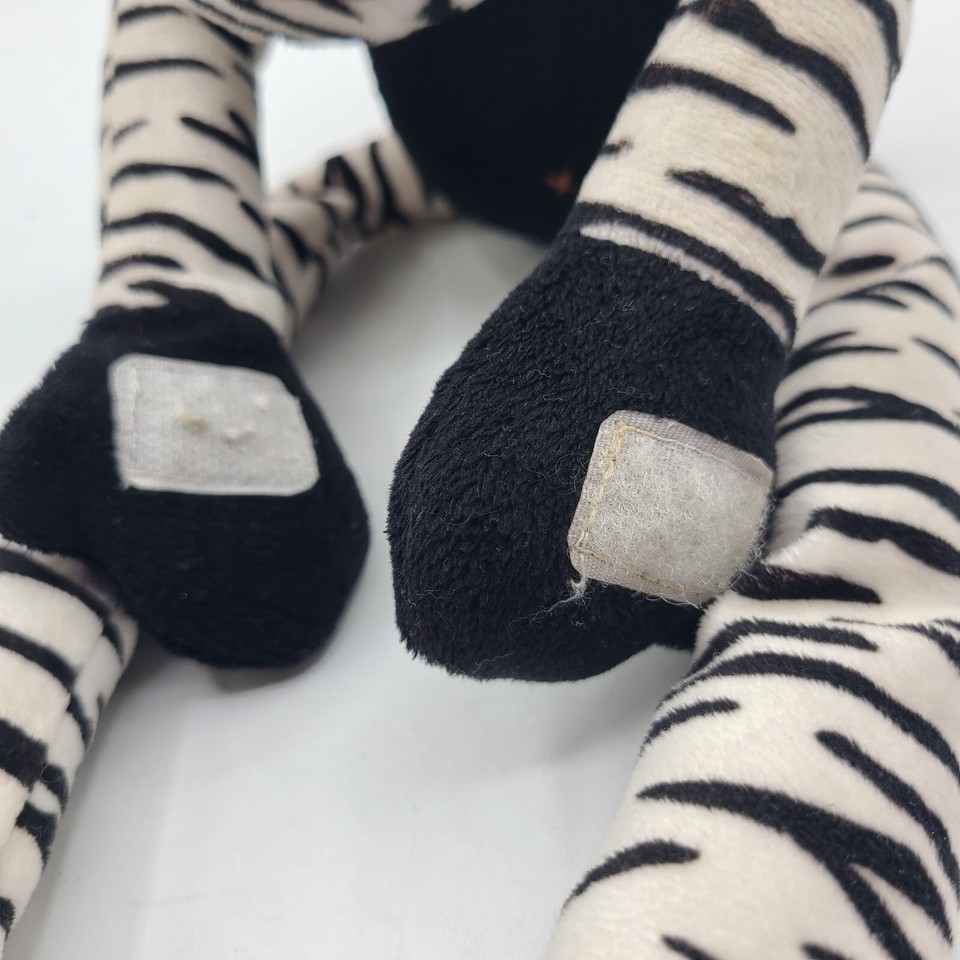 Rinco Zebra Plush Black White Stripe 2009 Stuffed Animal Toy Adjustable ...
