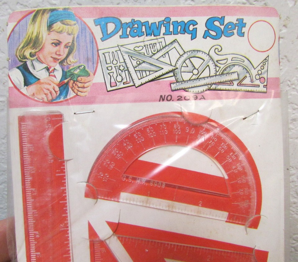 vintage 1960s Dime store Toy Drawing Set for kid, Drafting items, NEW ...