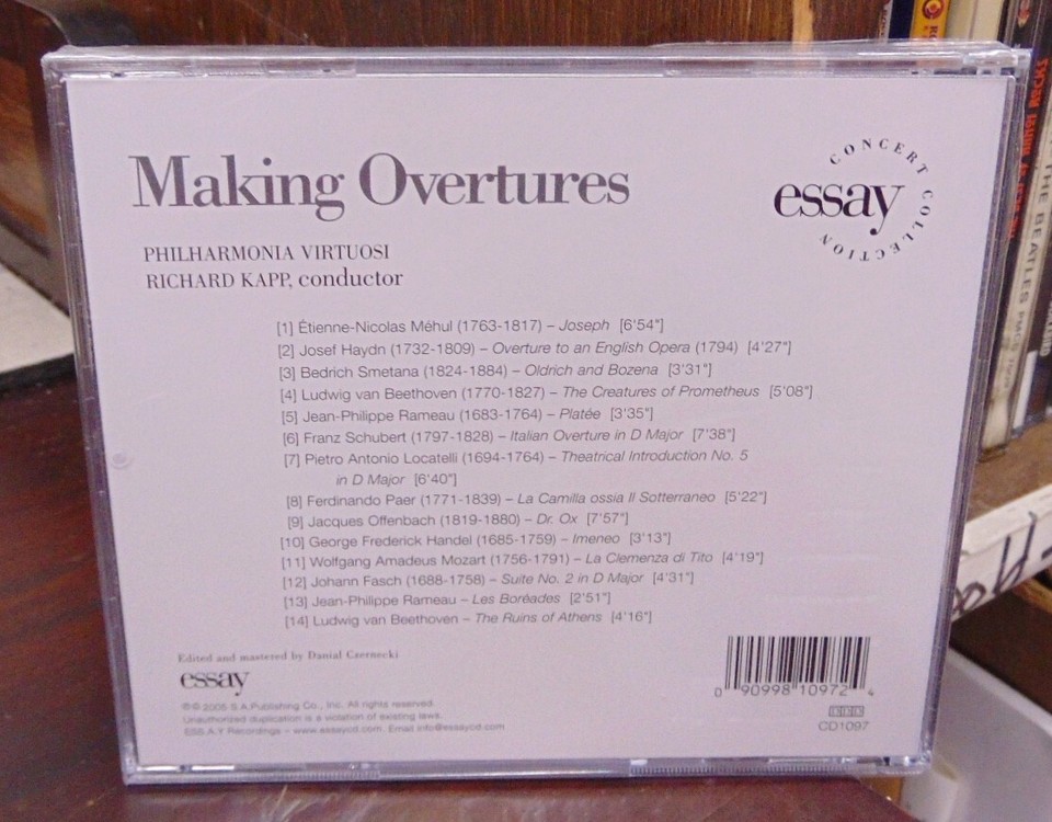 Richard Kapp, Philharmonia Virtuosi - Making Overtures / Essay CD1097 ...