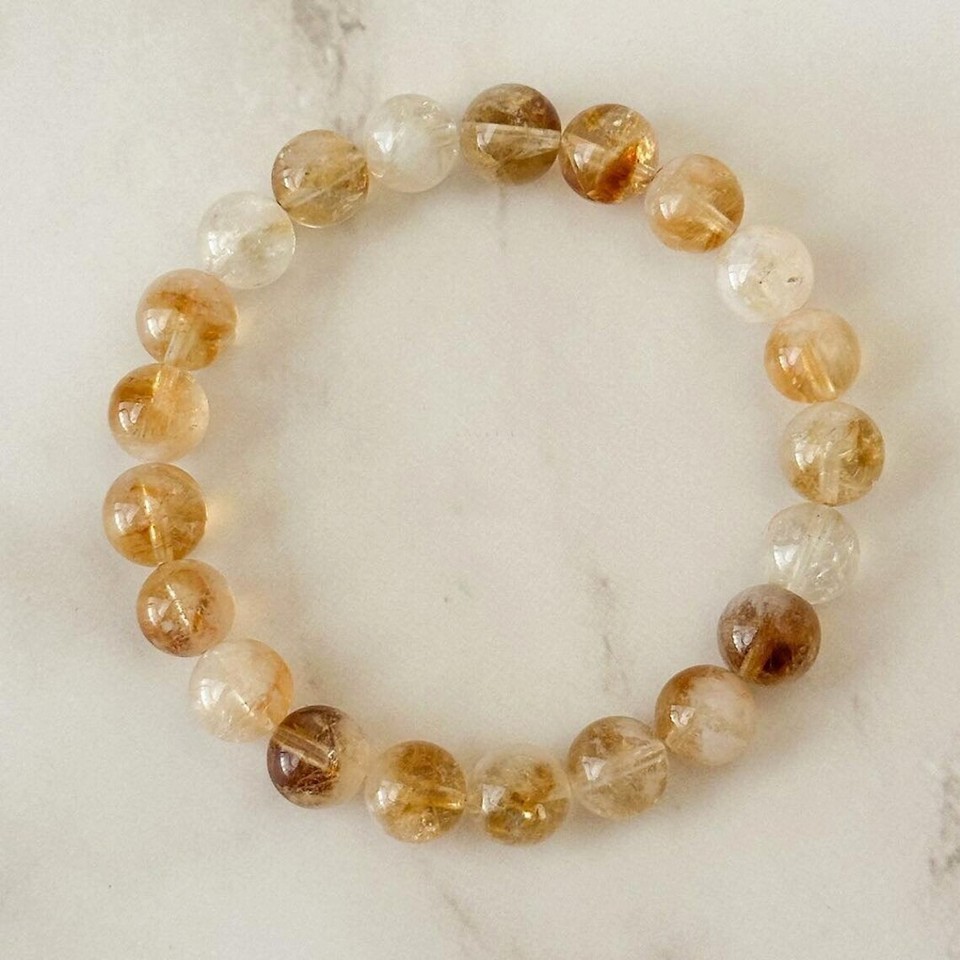 Natural 8mm Citrine Stone Stretch Bracelet Protection Healing Bracelet ...