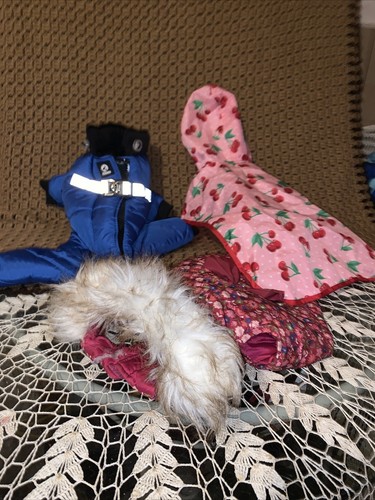 lot of 3 Doggie coats one raincoat 2 winter coats 13” Long 20” Wide | eBay