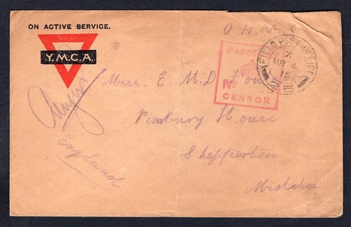 GB WW1 Military 1915 FPO 25 on Censored YMCA Cover to Shepparton | eBay