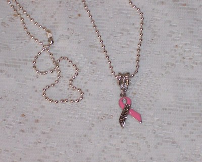 Breast Cancer Awareness "Survivor" Pendant on Silver Beaded Chain ...