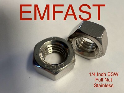 1/4 inch bsw standard full nut stainless steel A2 standard nuts ...