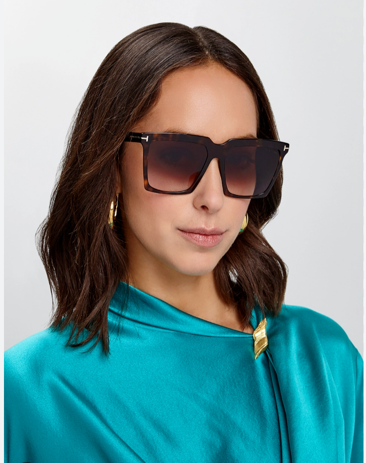 Tom Ford Sabrina-02 FT764 58-16 140 Square DARK HAVANA Polarized Sunglasses | eBay