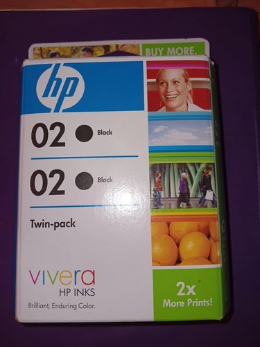 HP Hewlett Packard 02 Ink Twin-pack Black Expired June 2009 SEALED NEW ...