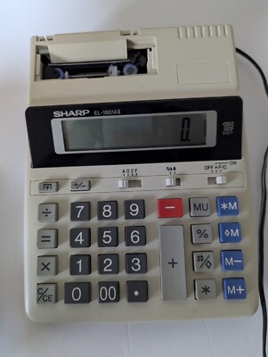SHARP EL-1801AII Electronic Printing Calculator 12 Digit AC Adapter ...