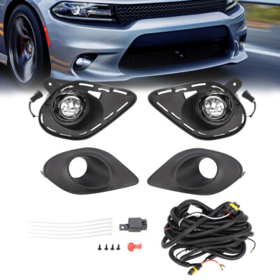LED Bumper Fog Light w/ Cover Bracket Wiring Kit For Dodge Charger SRT ...