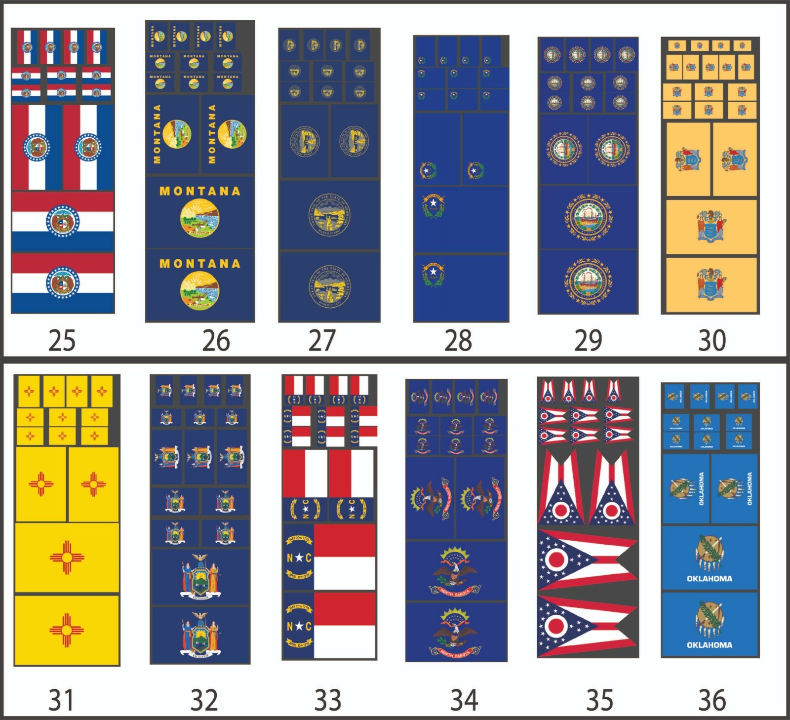 U.S. US American State Flags 1/10 - 1/5 Scaled RC Stickers - Traxxas ...