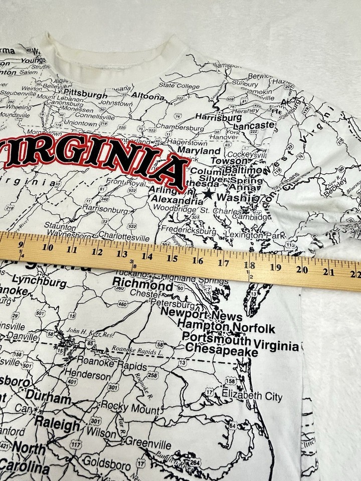 American Crown T-shirt Graphic Virginia Map Black/white Men's Sz M ...