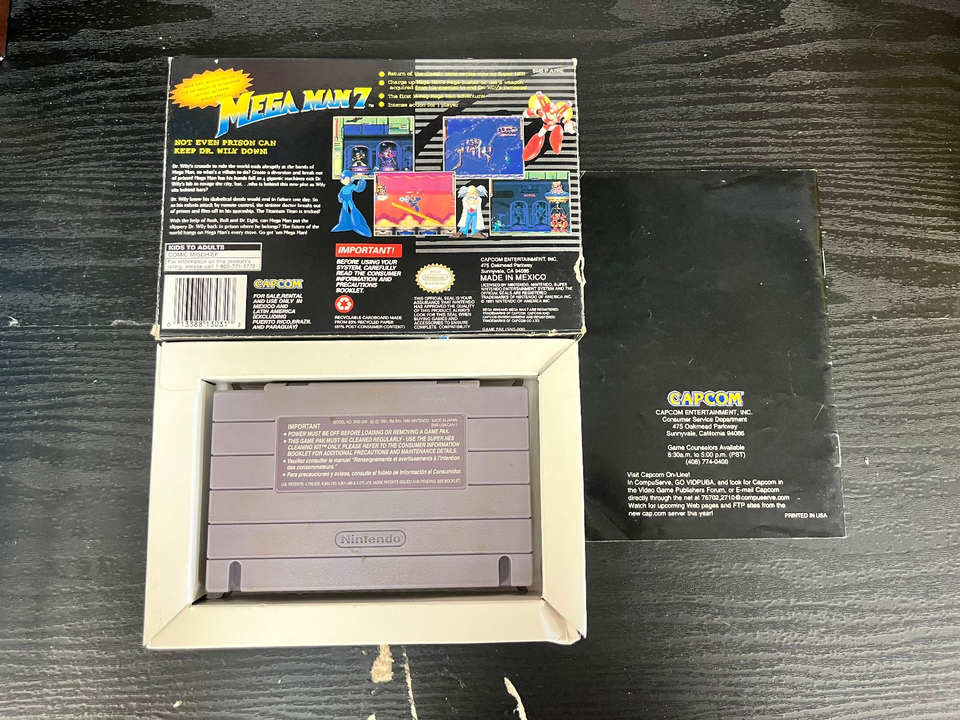 Mega Man 7 SNES Super Nintendo Entertainment System Complete in Box CIB ...