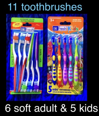 Dr. Fresh 11 Toothbrushes for The Family ALL SOFT-6 Adult & 5 Kids FREE ...