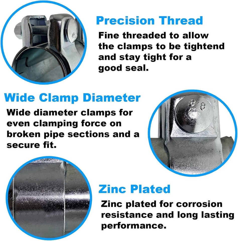 E-TECH Exhaust Repair Kit - Fits Exhaust Straight Pipe Diameters 38mm ...