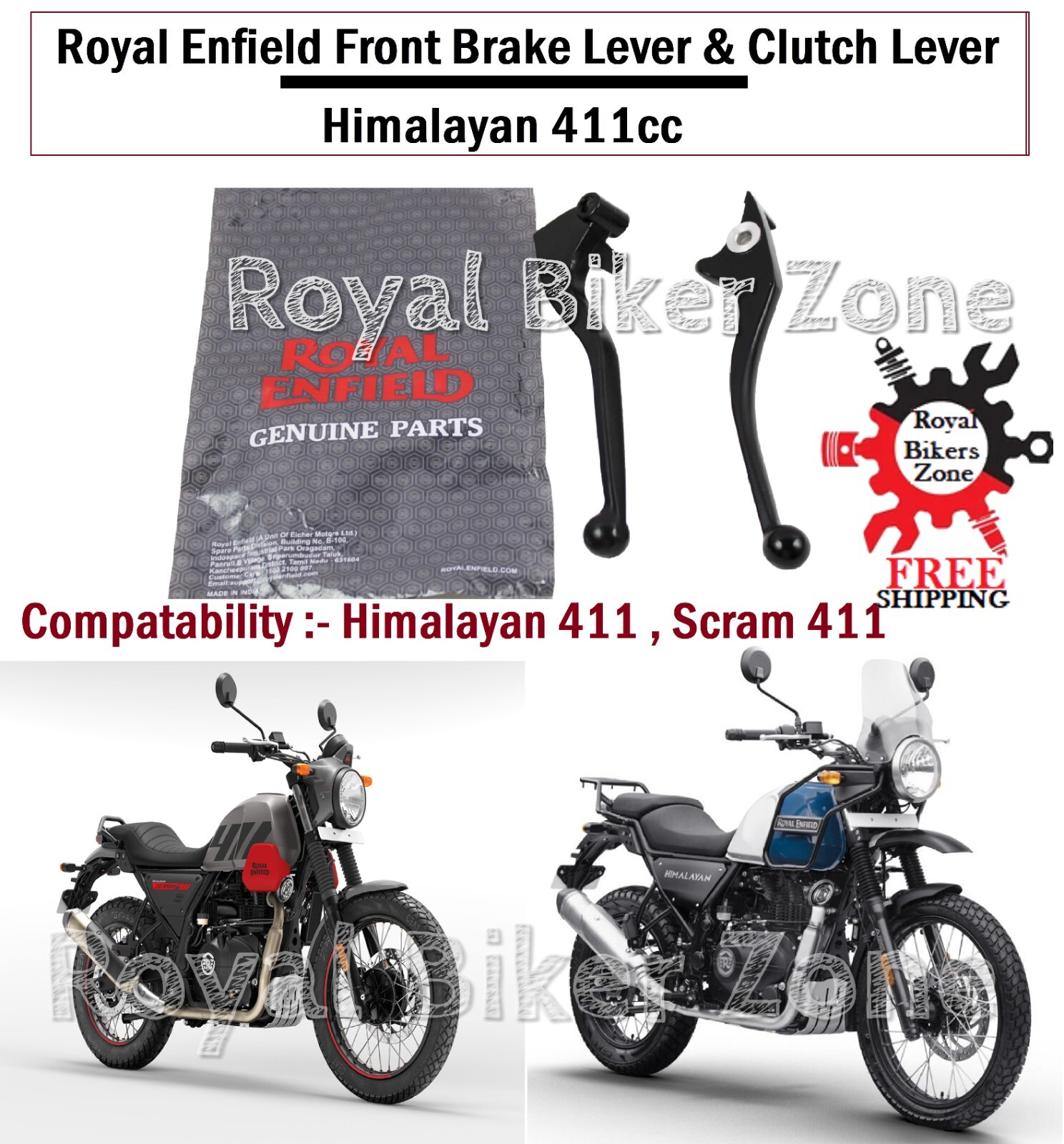 Royal Enfield "Clutch & Brake Lever" Kit Black For Himalayan 411 ...