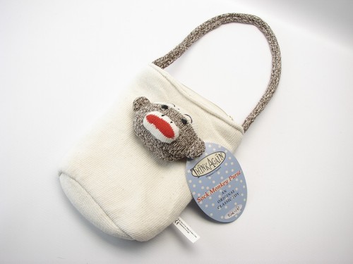 NEW Quality Sock Monkey Knit Zippered Purse 6" X 7" With 15" Strap (t32 ...