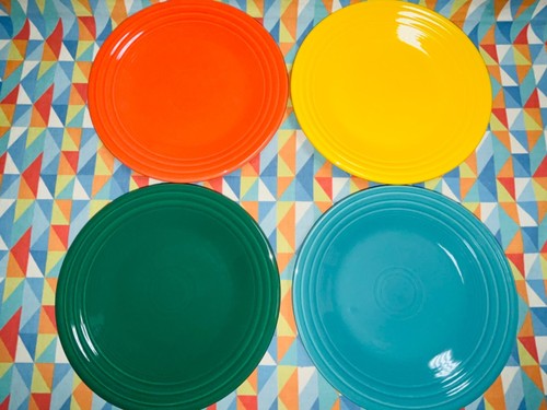 NEW BRIGHT MIX SET 4 FIESTAWARE 9” MIXED COLOR LUNCH PLATES FIESTA FREE ...