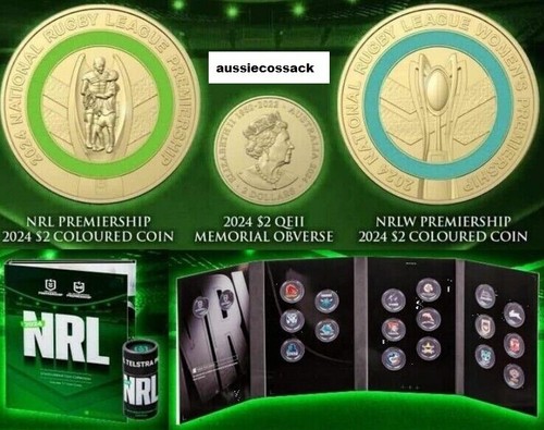 2024 NRL Premiership 17 coin collection set + NRL & NRLW $2 Coloured ...