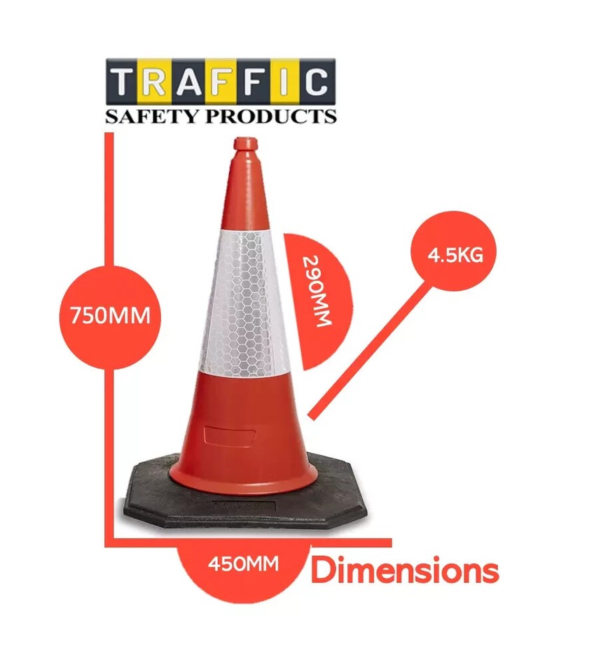 RED TRAFFIC CONES - HEAVY DUTY 750 MM HIGH 5 TO 200 PACK SIZES ...