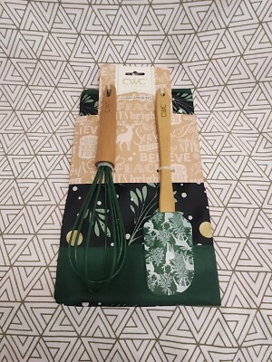 CWC Holiday Apron Set Silicone Spatula Christmas Whisk & Apron | eBay