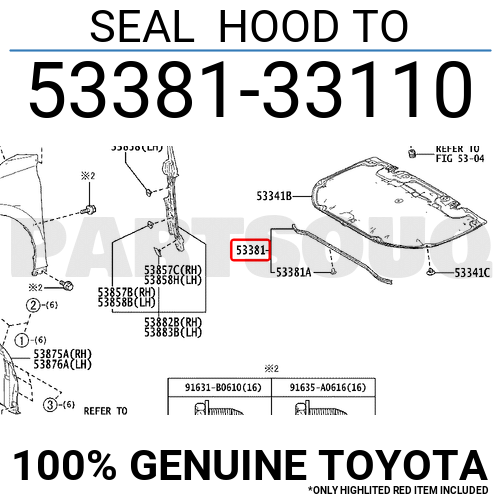 5338133110 Genuino Toyota CAPÓ DE SELLO HASTA 53381-33110 | eBay