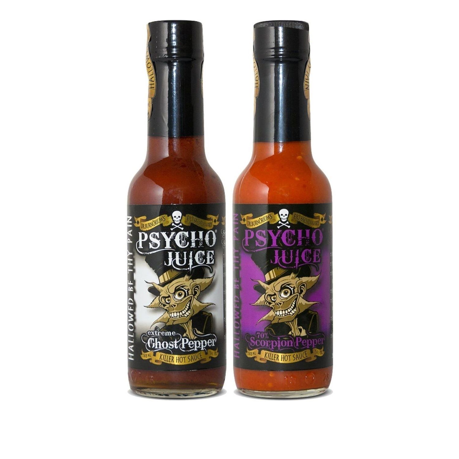 Psycho Juice Set Of 2 Hot Chilli Sauces: 70% Scorpion Pepper & Extreme ...