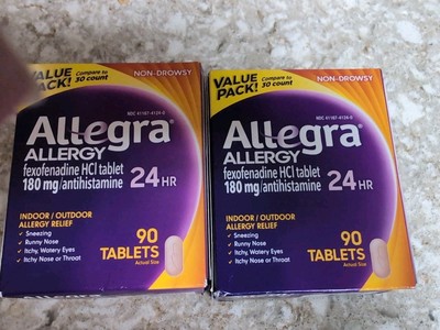 2 New Allegra Allergy Relief 24HR 180mg - 90 Tablets Each Box Exp. 8/ ...