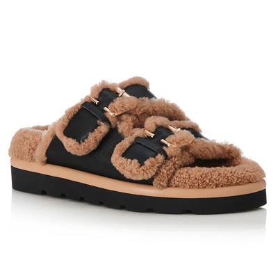 NEW Alias Mae ALIAS MAE Womens Saint Sandals - Black Leather/Shearling ...