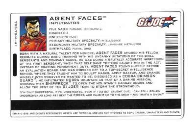 2004 Agent Faces v.2 mail away FILE CARD modern GI Joe JTC | eBay