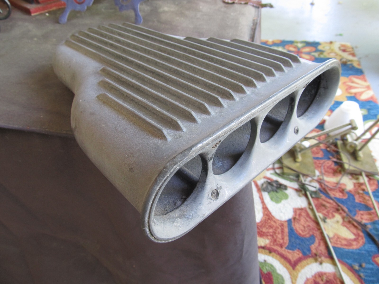 RARE Finned Aluminum Injector style Air Breather Cleaner Hot Rod Fenton ...